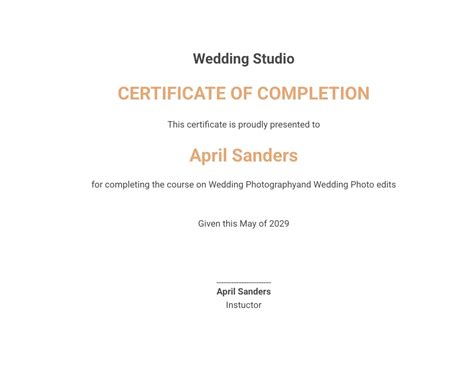 Free Wedding Photography Certificate Template To Edit Online