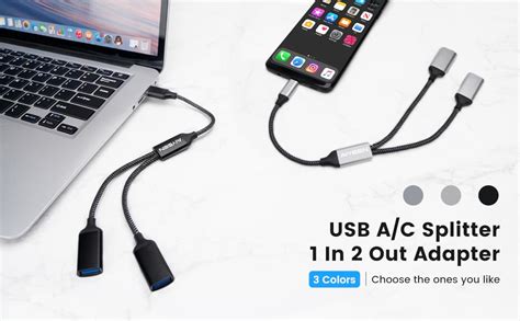Amazon Com AIYEEN USB C Male To USB Female Splitter Cable Adapter Dual USB A Port Hub For