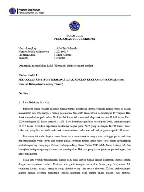 Form Pengajuan Judul Pdf