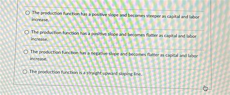 Solved The Production Function Has A Positive Slope And Becomes Steeper 1 Answer