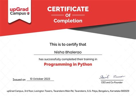 Completed Python Course From Upgrad Nisha Bhalerao Posted On The
