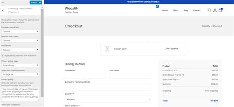Woostify Checkout Page Features Woostify Theme