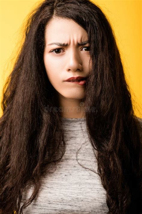 Nervous Disturbed Scared Anxious Emotional Girl Stock Image Image Of
