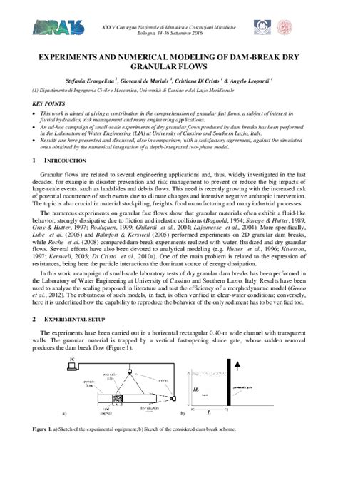 Pdf Experiments And Numerical Modeling Of Dam Break Dry Granular Flows
