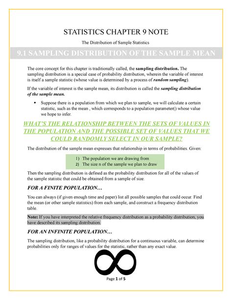 Statistics Chapter 9 Note Statistics Chapter 9 Note The Distribution
