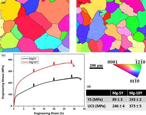 EBSD Normal Axis IPF Maps Of Solution Treated A Mg 5Y And B Mg 10Y Download Scientific Diagram