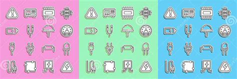 Set Line High Voltage Ampere Meter Multimeter Voltmeter Processor With Microcircuits Cpu