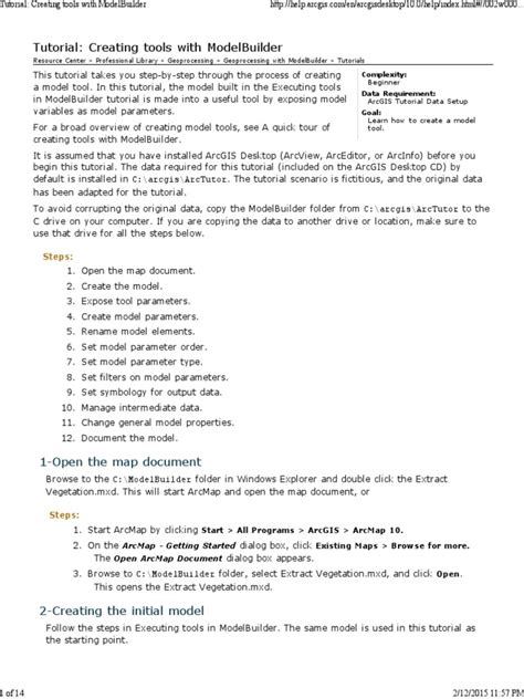 tutorial creating tools with modelbuilder pdf arc gis parameter