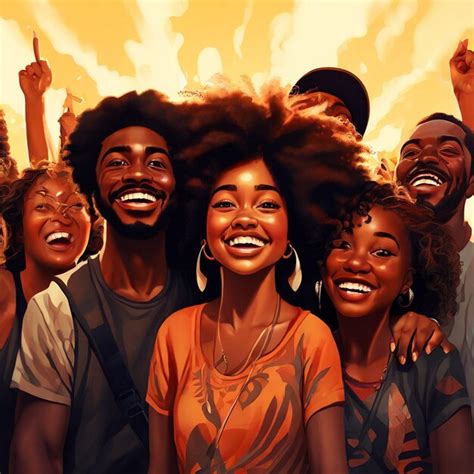 Happy Black People Illustration Premium Ai Generated Image
