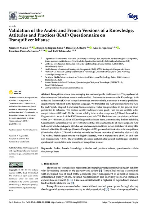 Pdf Validation Of The Arabic And French Versions Of A Knowledge Attitudes And Practices Kap