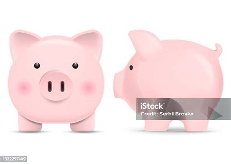 흰색 배경에 고립 된 분홍색 돼지 저금통 세트 벡터 그림입니다 돼지 저금통에 대한 스톡 벡터 아트 및 기타 이미지 돼지 저금통 입체 이미지 3차원 형태 Istock