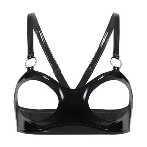 Wet Look Cupless Bra Felin Fatale