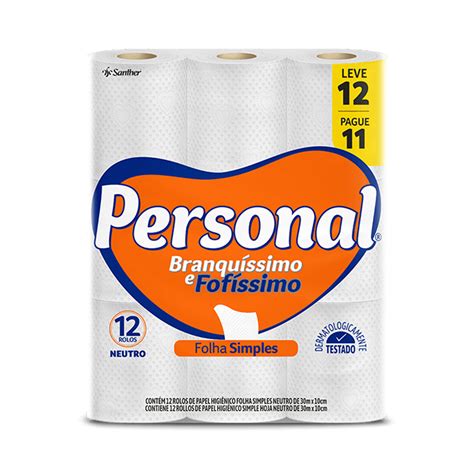 Papel HigiÊnico Neutro Folha Simples Personal Leve 12 Pague 11 30m