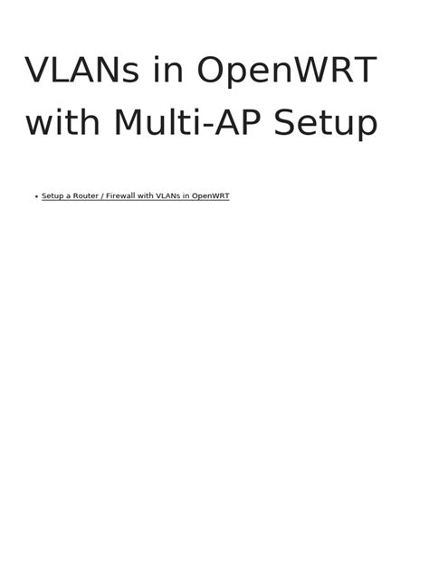 Vlans In Openwrt With Multi Ap Setup Pdf Wi Fi Computer Network
