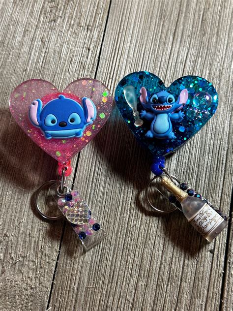 Lilo And Stitch Badge Holder Id Retractable Retractable Etsy