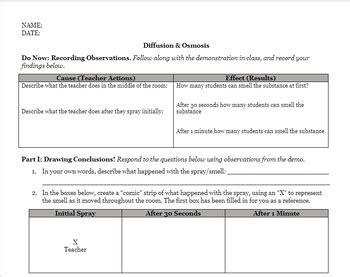Diffusion Osmosis Intro Mini Lab By Hillary Clayton TPT