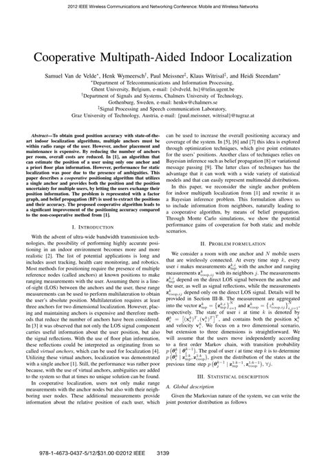Pdf Cooperative Multipath Aided Indoor Localization