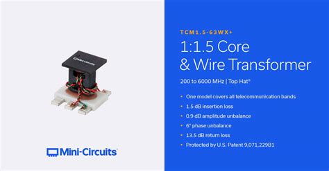 Mini Circuits Mini Circuits Tcm1 5 63wx Is A 1 1 5 Core And Wire Transformer Operating From