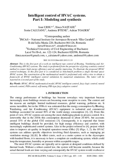 Pdf Intelligent Control Of Hvac Systems Part I Modeling And Synthesis
