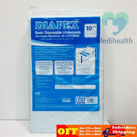 Diapex Basic Disposable Underpads 10 Pcs 60cm X 90cm Shopee Malaysia