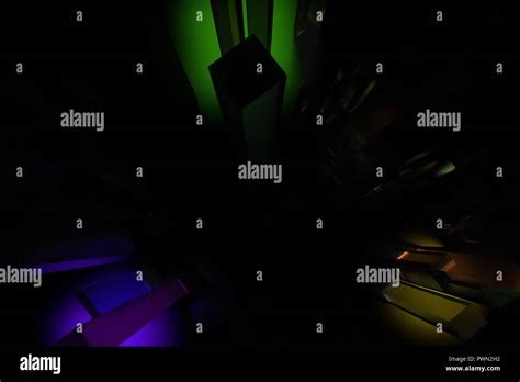 3d Rendering Block Or Shapre Pillar Colorful Lighting For Web Page