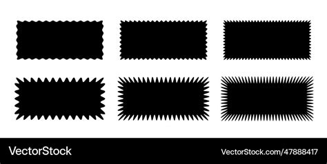 Zig Zag Edge Rectangle Shape Collection Jagged Vector Image