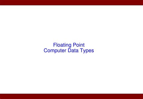 Ppt Understanding Ieee Floating Point Numbers In Machine Structure