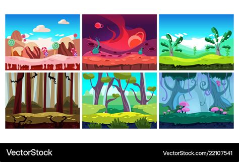 Flat Set Of 6 Colorful Horizontal Royalty Free Vector Image