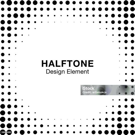 하프톤 원 점 프레임 배경입니다 무작위 하프톤 패턴을 사용 하 여 사각형 테두리입니다 벡터 일러스트입니다 검은색에 대한 스톡 벡터 아트 및 기타 이미지 Istock
