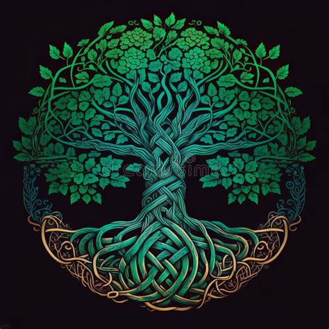 Celtic Tree Of Life And Death Symbol In Vivid Emerald Kleuren