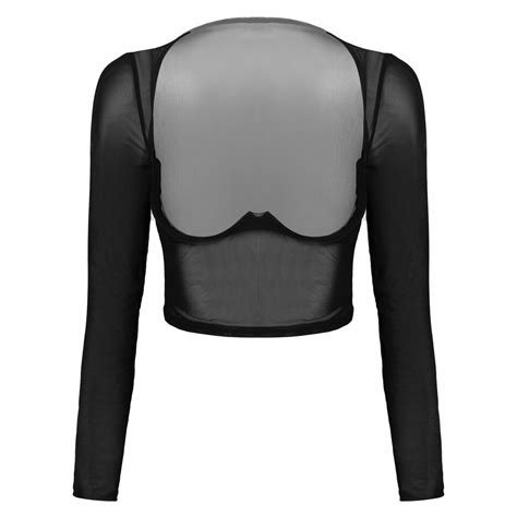 Women Sheer Mesh Lingerie Open Bust Crop Top Sexy Nightwear Sexy T