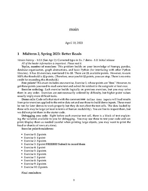 Midterm 2 Spring 2023 Practice Materials Main April 10 2023 1 Midterm 2 Spring 2023