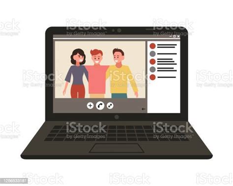인터넷을 통해 컴퓨터에서 온라인 채팅 원격 컨퍼런스 화상 통화 집에서 일하기 개념에 대한 스톡 벡터 아트 및 기타 이미지 개념 개념과 주제 기자 회견 Istock