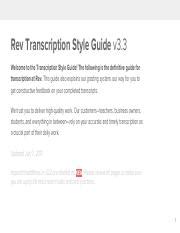 Rev Transcription Style Guide Pdf Rev Transcription Style Guide V Welcome To The