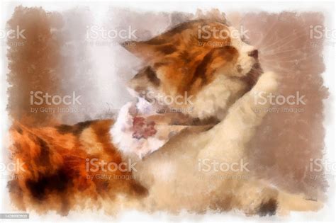 다양한 귀여운 고양이는 수채화 스타일 일러스트 인상파 그림을 포즈를 취합니다 0명에 대한 스톡 벡터 아트 및 기타 이미지 0명 갈색 노랑 Istock