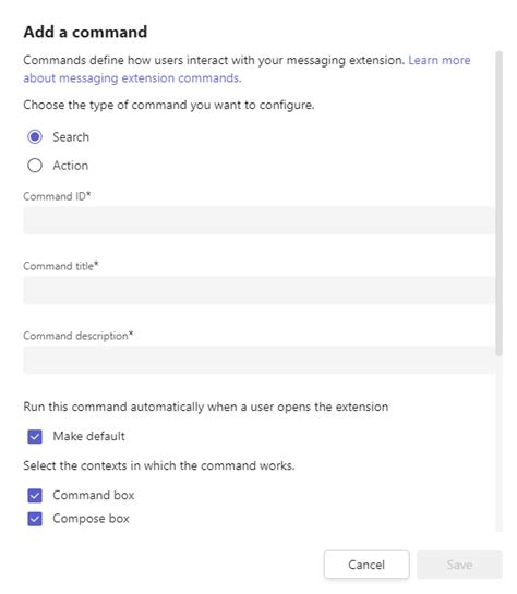 Define Message Extension Action Commands Teams Microsoft Learn