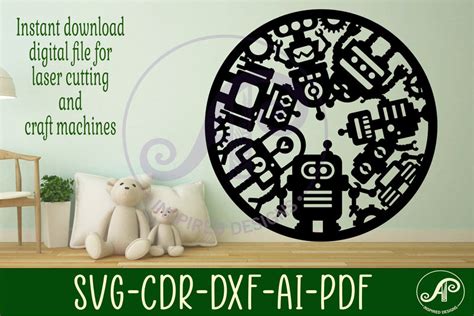 Robot Wall Art Sign Svg File Vector So Fontsy