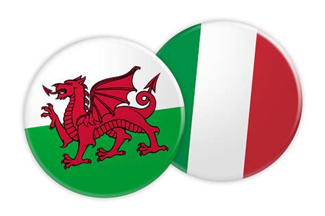 뉴스 개념 웨일즈 플래그에 이탈리아 플래그 단추 백색 배경에 3d 그림 3차원 형태에 대한 스톡 벡터 아트 및 기타 이미지 3차원 형태 International