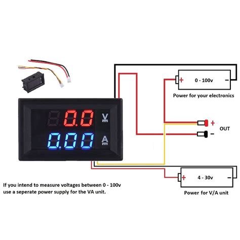 Digital Voltmeter 0 100v And Ammeter 10 A Dual Led Voltage Current