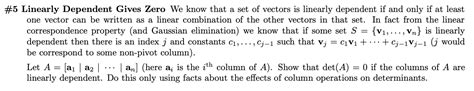 5 Linearly Dependent Gives Zero We Know That A Set