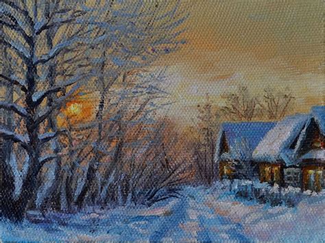 Картина Деревенский пейзаж Бакаева Юлия купить в Москве Картина Деревенский пейзаж