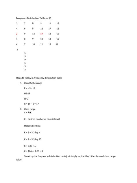 Frequency Distribution Table N Pdf