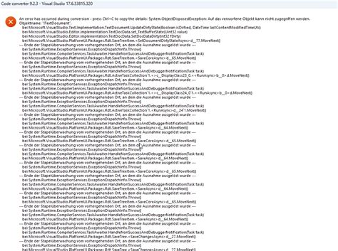 Exception After Convert To C In Unsaved Window · Issue 1023 · Icsharpcodecodeconverter · Github