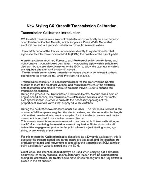 New Generation Cx Xtrashift Transmission Calibration Pdf Clutch Tractor