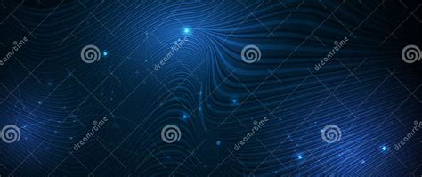 Vector Molecule Network Connected Lines With Dots Technology On Blue Background Abstract
