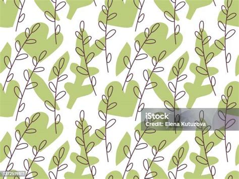 매끄러운 패턴을 분기합니다 녹색 생체 공학 반점에 선형 낙서 스케치 손으로 그린 컬러 벡터 꽃 무늬 봄 여름 자연 벽지 포장 섬유 포장을위한 템플릿을 반복 0명에 대한 스톡