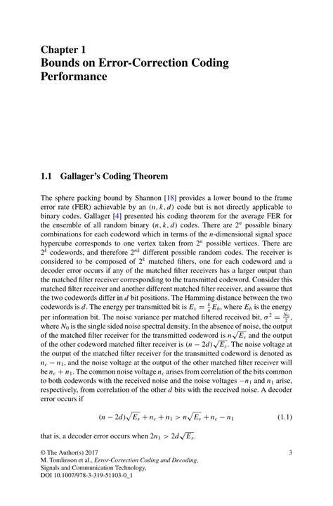 Pdf Bounds On Error Correction Coding Performance