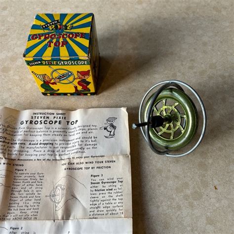 Steven Manufacturing Toys Antique Toy Pixie Gyroscope Top By Stevens Co With Original Box