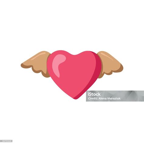 흰색 배경에 날개 빨간색 선 아이콘하트 낙서 마음 벡터 그림입니다 0명에 대한 스톡 벡터 아트 및 기타 이미지 0명 2월 개념 Istock