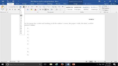 MLA Formatting MLA Manuscript Format The Basics An